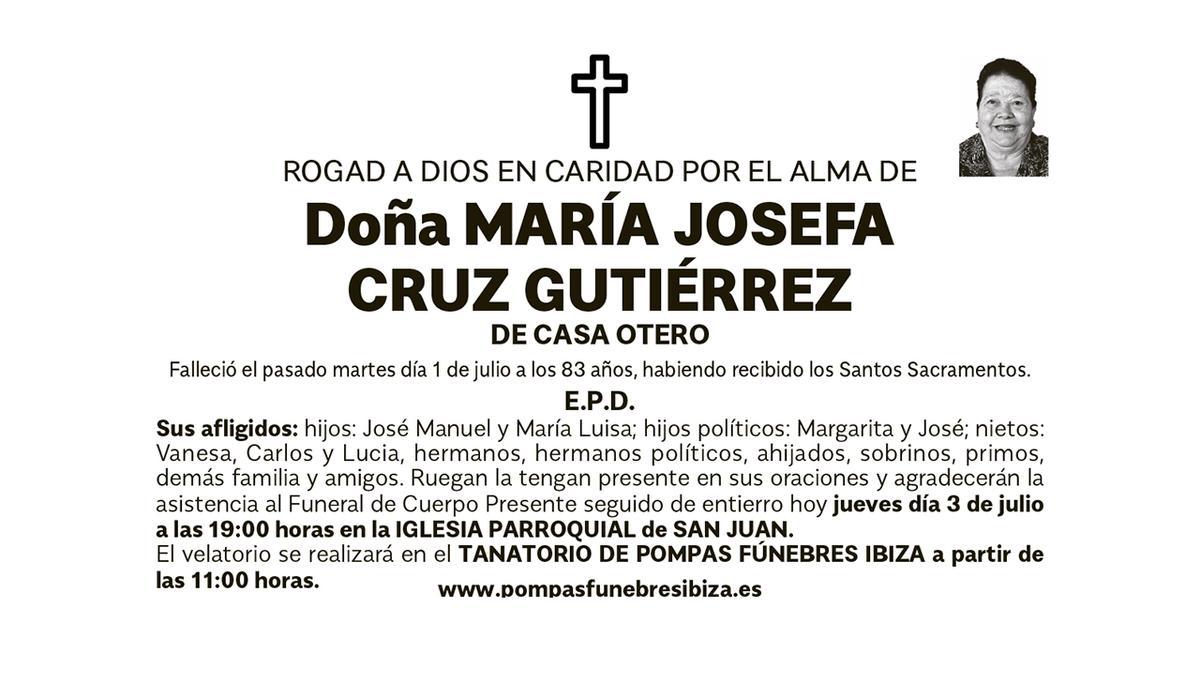 Esquela María Josefa Cruz Gutiérrez