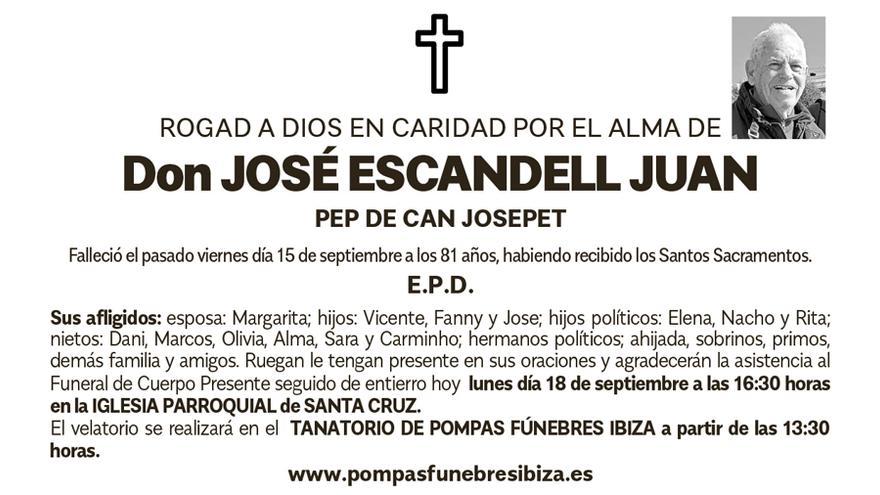 Esquela José Escandell Juan - Diario de Ibiza