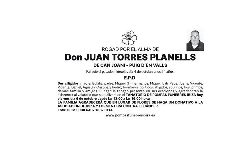 Esquela Juan Torres Planells - Diario de Ibiza