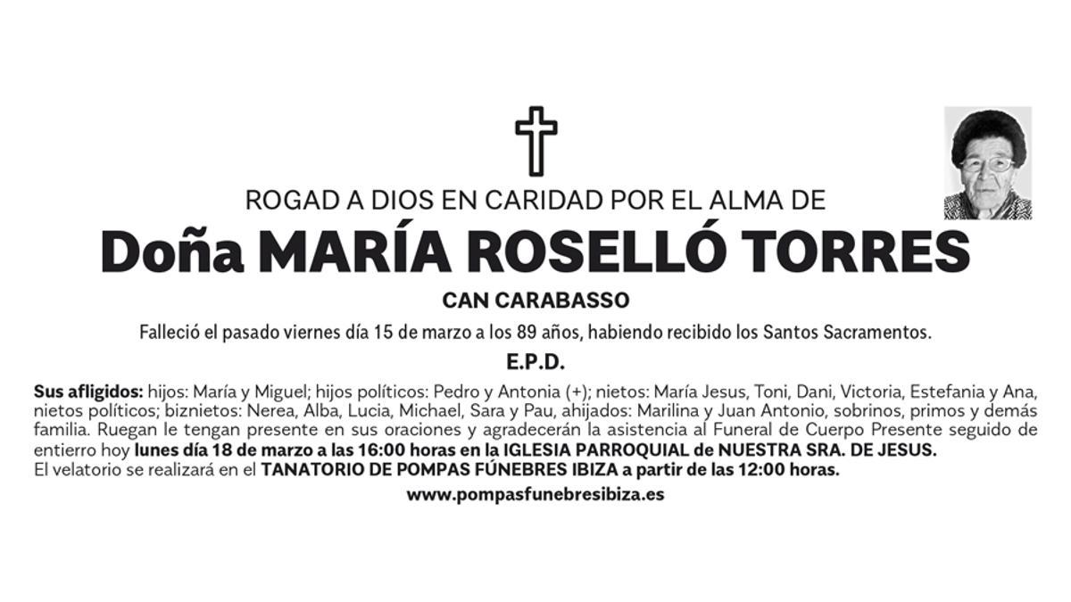 Esquela María Roselló Torres