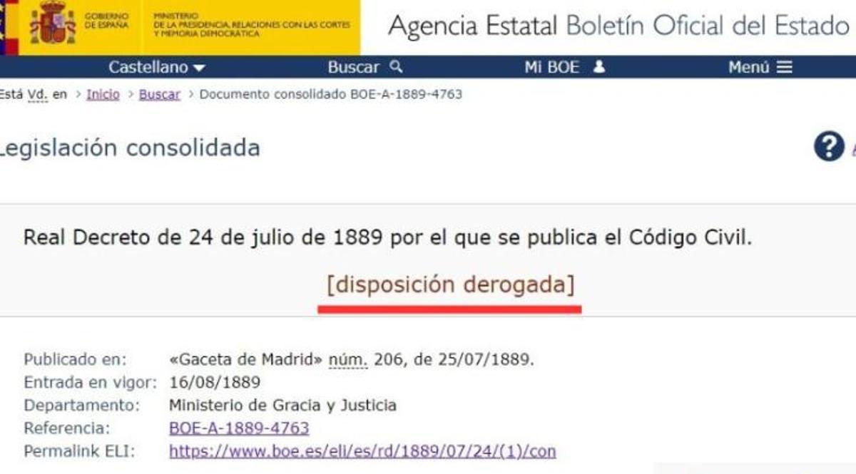 El BOE deroga por error la Constitución y otras ocho leyes fundamentales