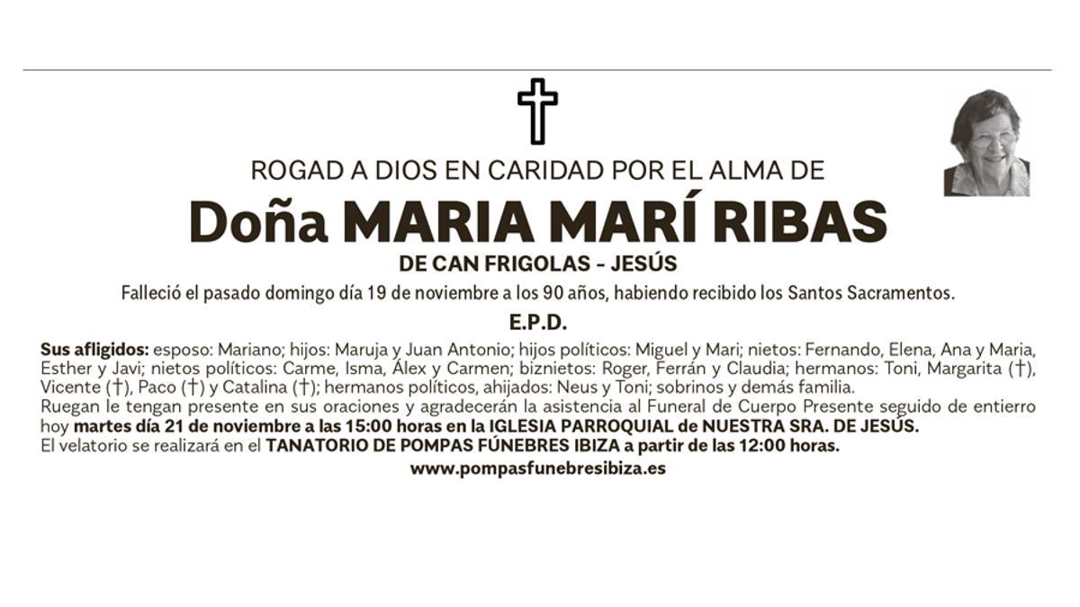 Esquela María Marí Ribas