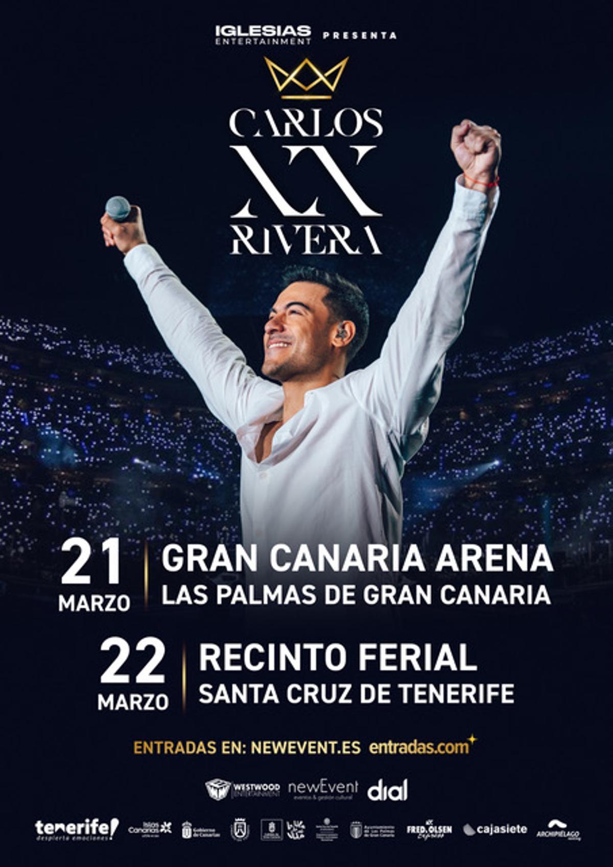 CARLOS RIVERA EN CANARIAS | Fecha y precio de las entradas de los conciertos de Carlos Rivera en ...