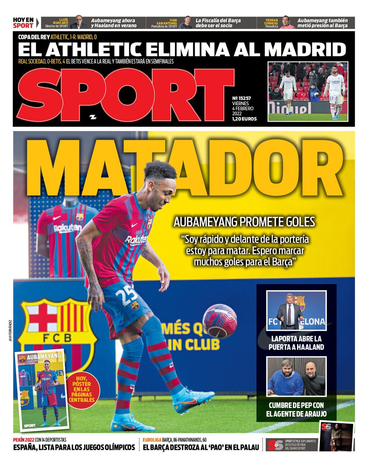 Esta es la portada del SPORT, hoy 4 de febrero - Sport