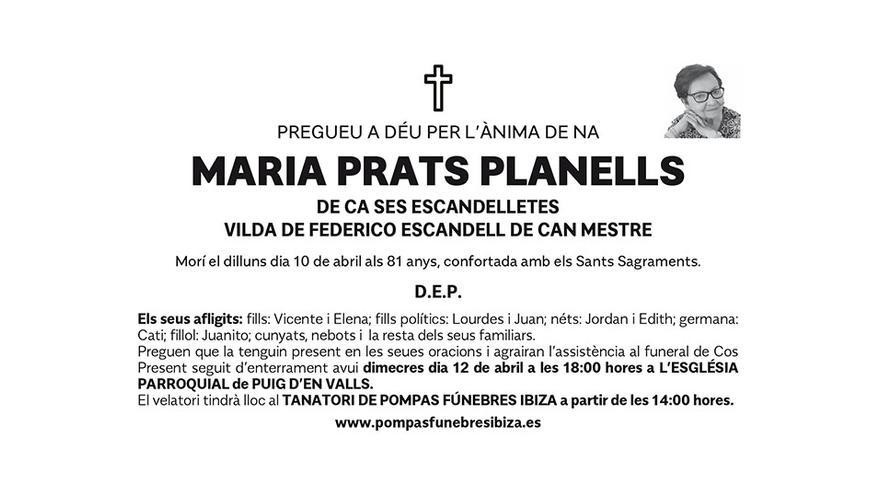 Esquela Maria Prats Planells - Diario de Ibiza