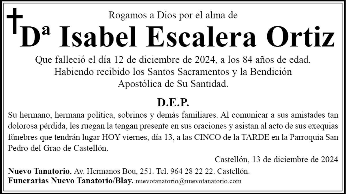 Dª Isabel Escalera Ortiz