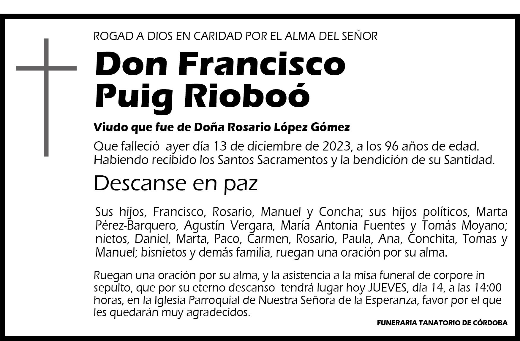Francisco Puig Rioboó - Diario Córdoba