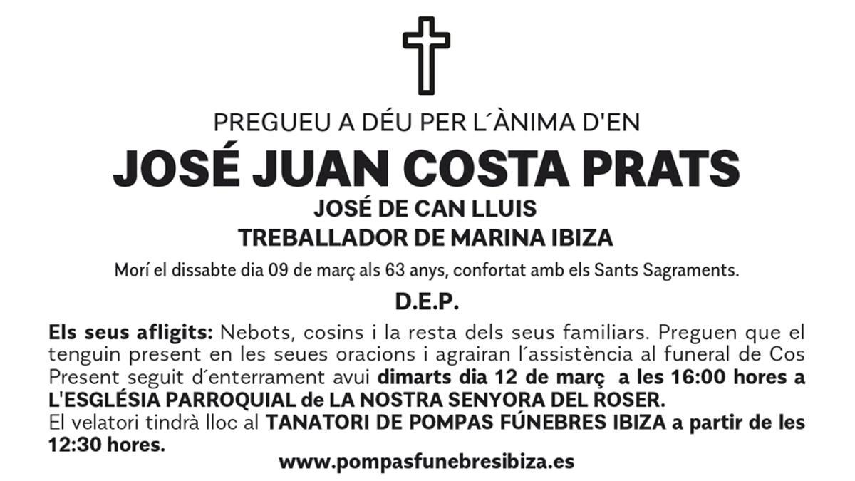 Esquela José Juan Costa Prats