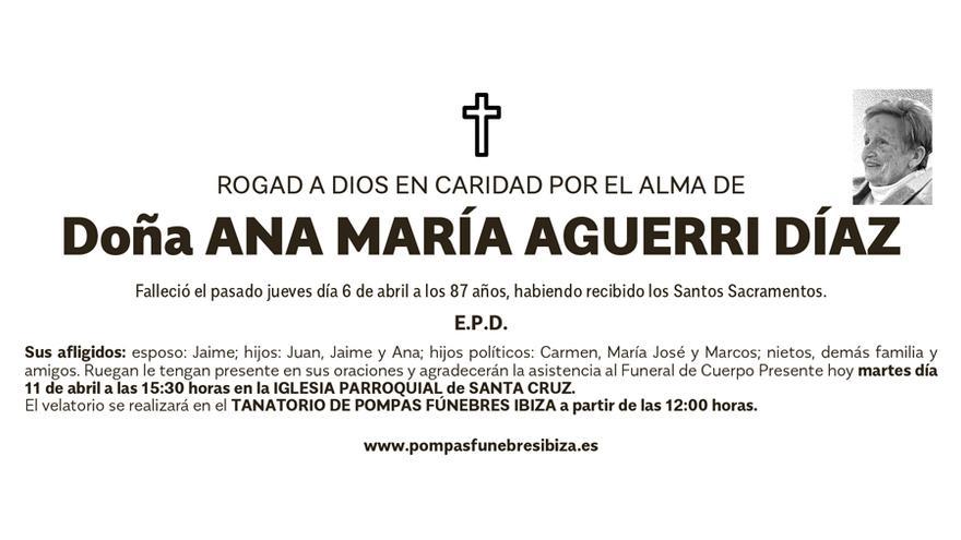 Esquela Ana María Aguerri Díaz - Diario de Ibiza