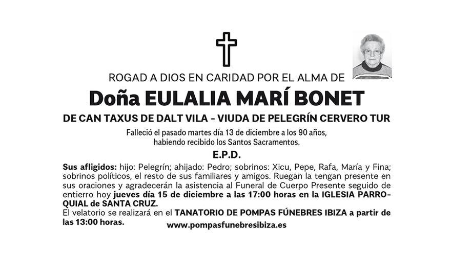 Esquela Eulalia Marí Bonet - Diario de Ibiza