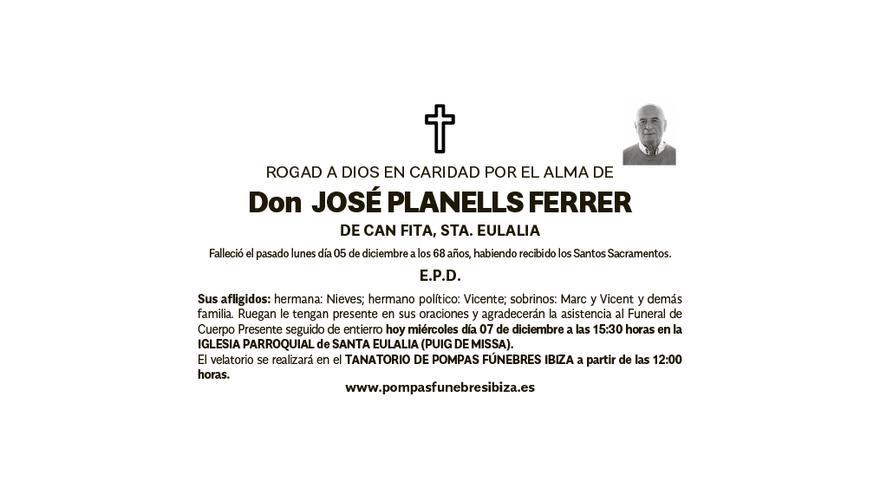 Esquela José Planells Ferrer - Diario de Ibiza