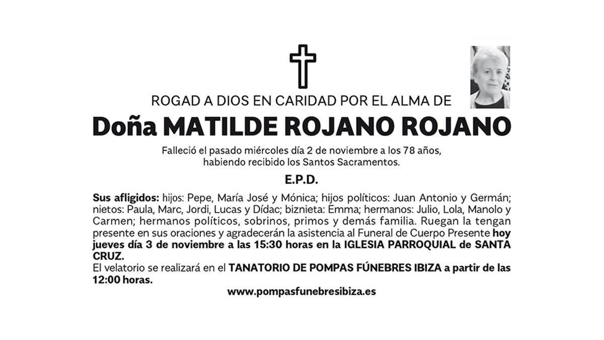 Esquela Matilde Rojano Rojano - Diario de Ibiza
