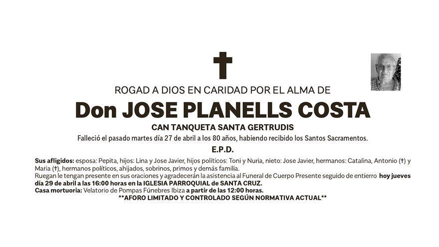 Esquela José Planells Costa - Diario de Ibiza