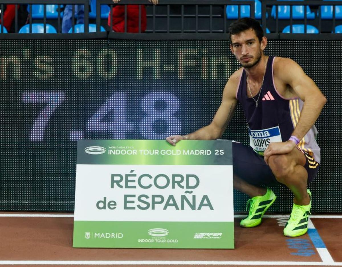 Quique Llopis iguala su récord de España en 60 m vallas con 7.48 segundos