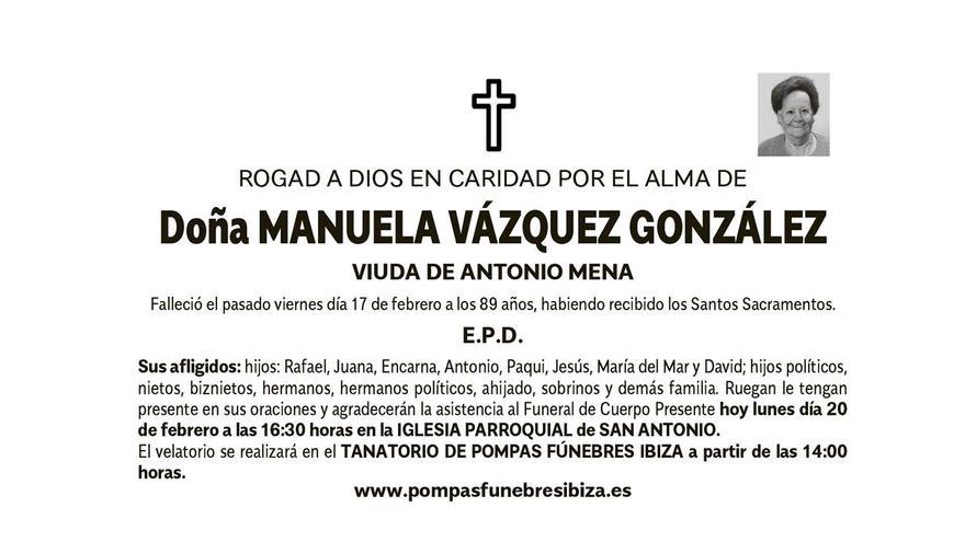 Esquela Manuela Vázquez González - Diario de Ibiza