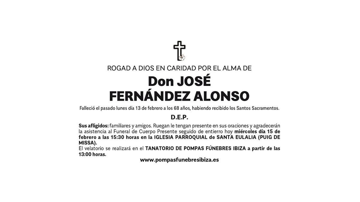 Esquela de don José Fernández Alonso