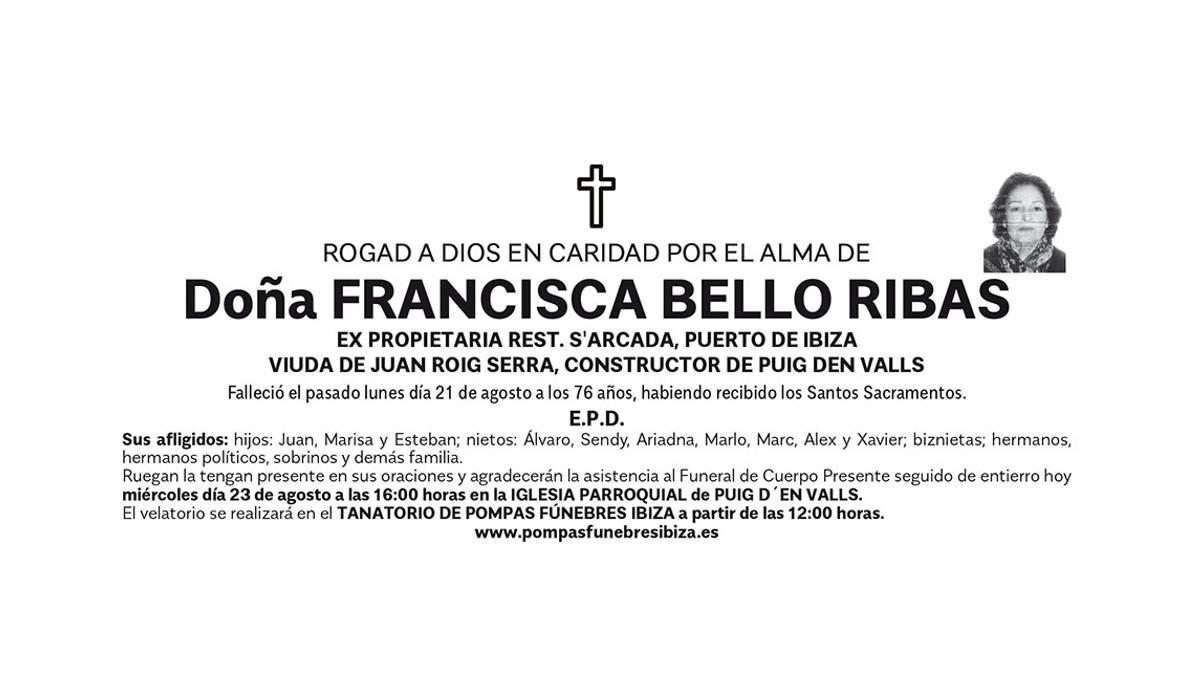 Esquela Francisca Bello Ribas - Diario de Ibiza