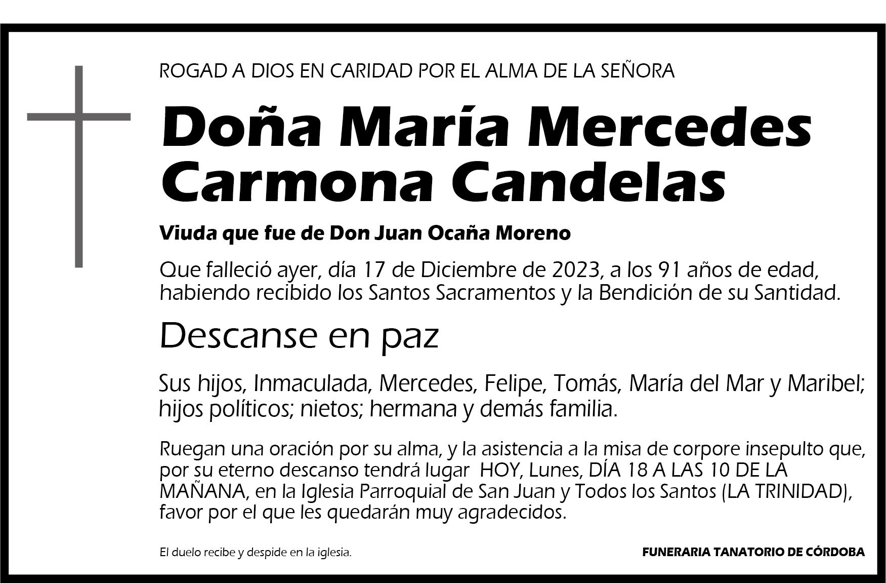 María Mercedes Carmona Candelas - Diario Córdoba