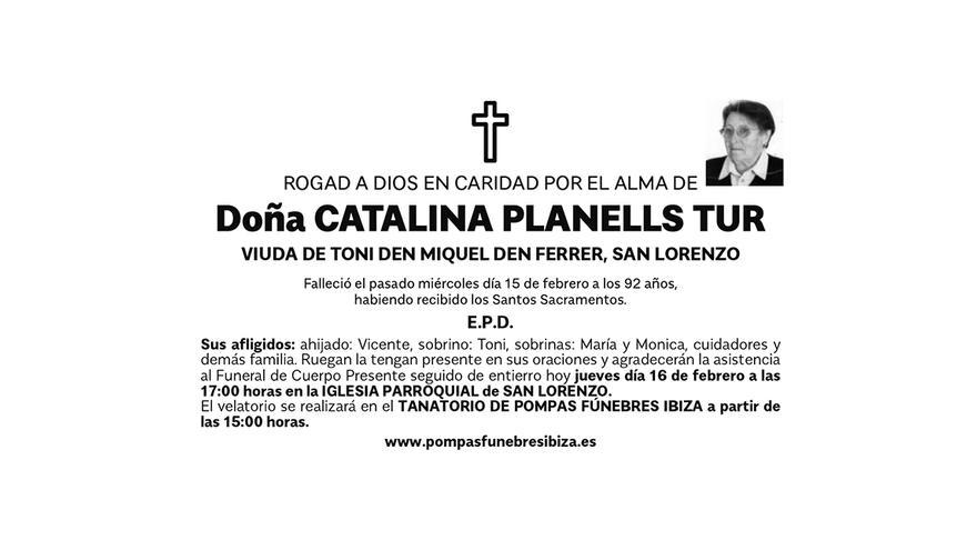 Esquela de doña Catalina Planells Tur - Diario de Ibiza