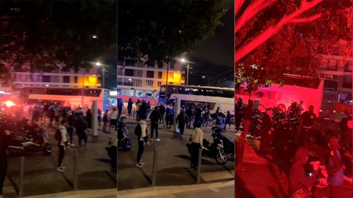 Así han apedreado el autobús del Olympique de Lyon los ultras del Marsella