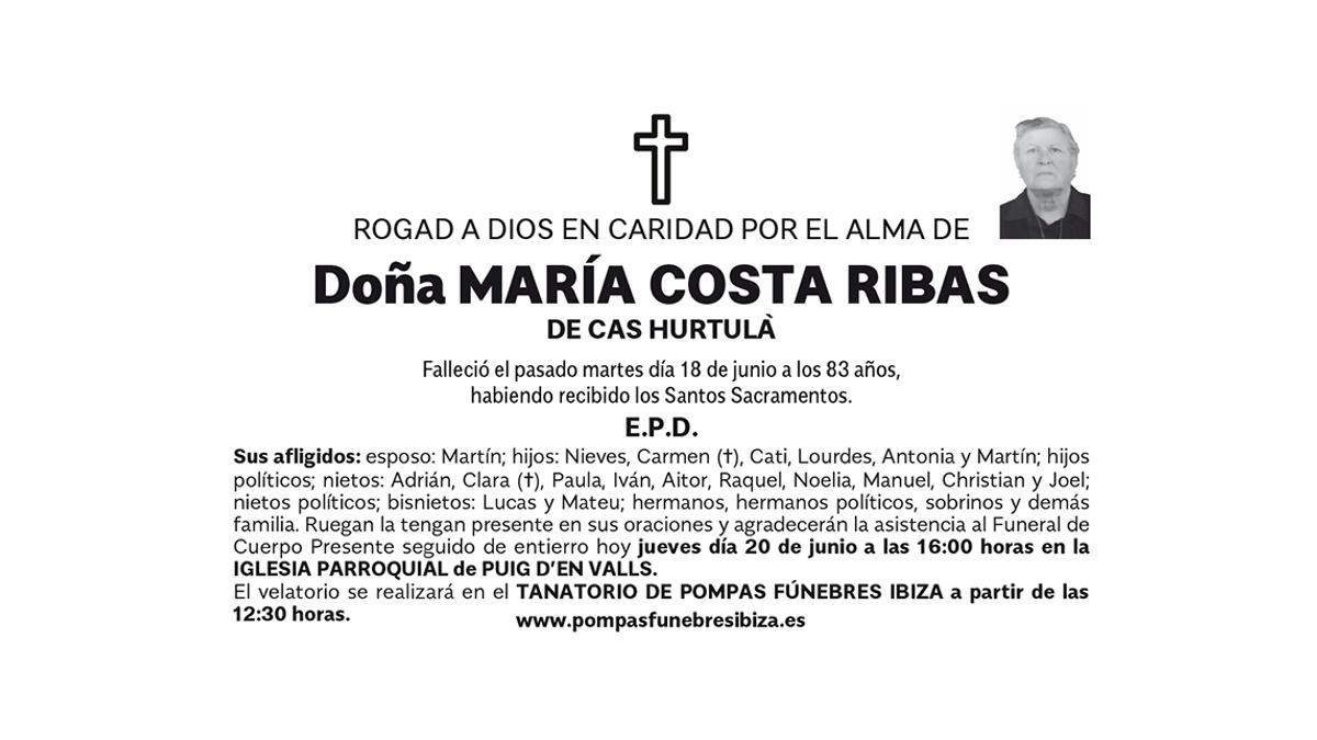 Esquela María Costa Ribas