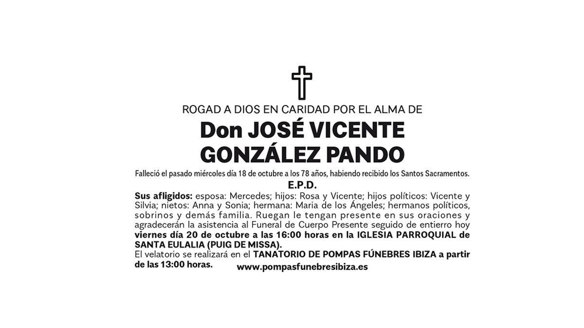 Esquela José Vicente González Pando
