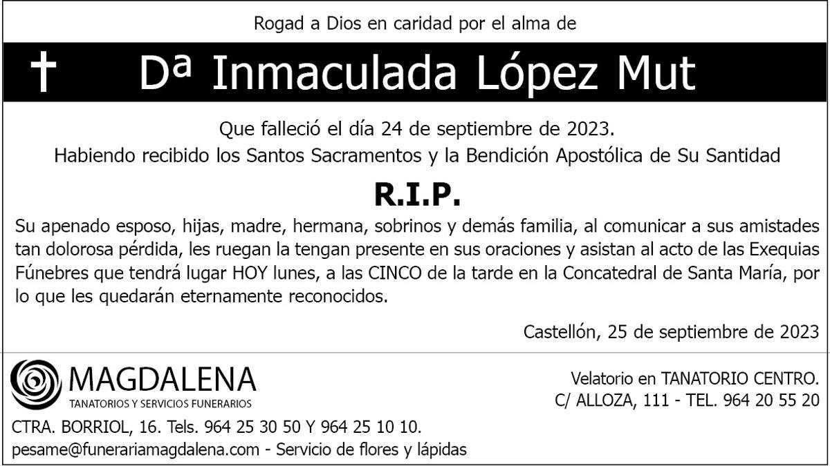 Dª Inmaculada López Mut