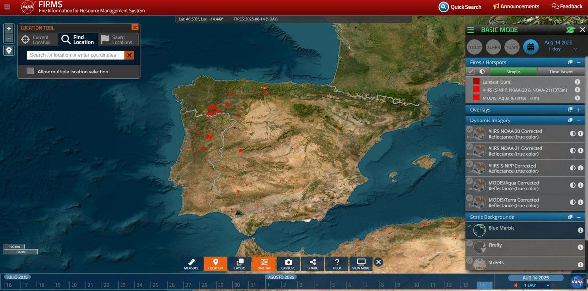 Cómo ver el mapa de los incendios activos en España en tiempo real