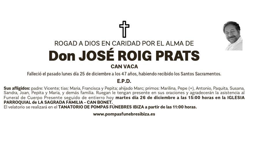 Esquela José Roig Prats - Diario de Ibiza