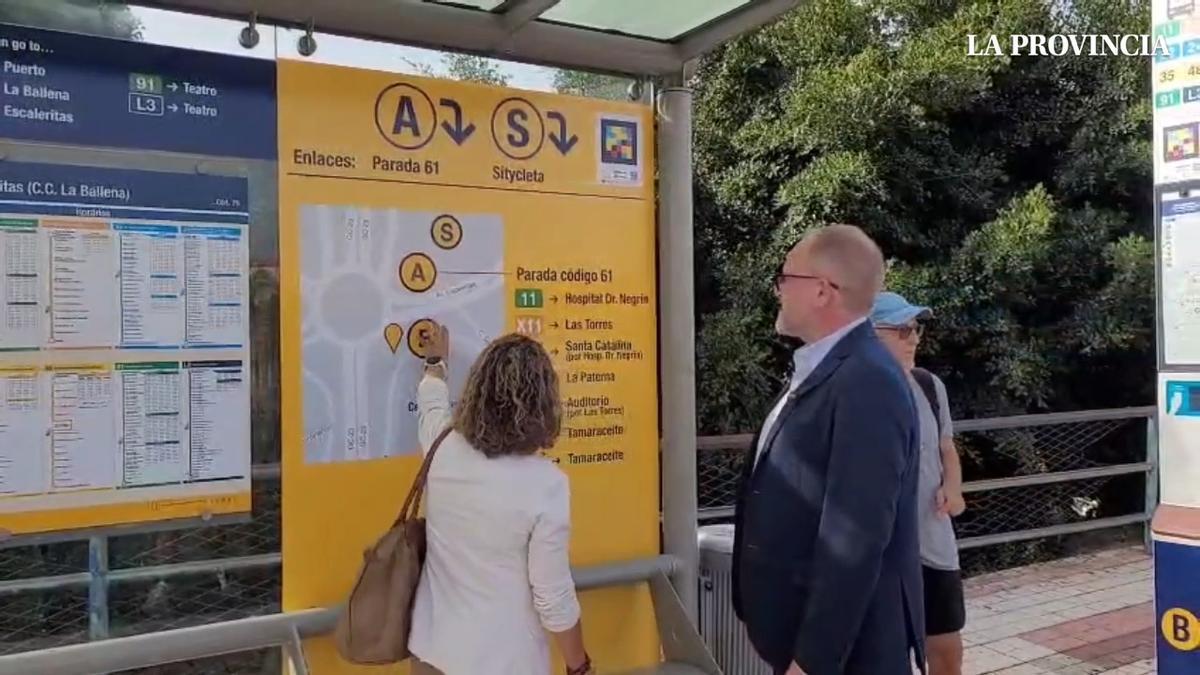 MOVILIDAD LAS PALMAS | Así son los nuevos carteles en las marquesina de guagua del Auditorio ...
