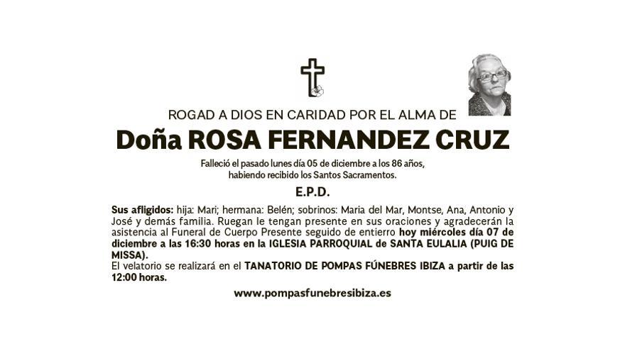 Esquela Rosa Fernández Cruz - Diario de Ibiza