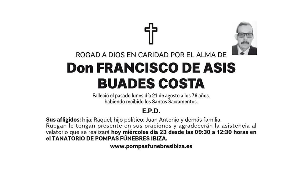 Esquela Francisco de Asis Buades Costa - Diario de Ibiza