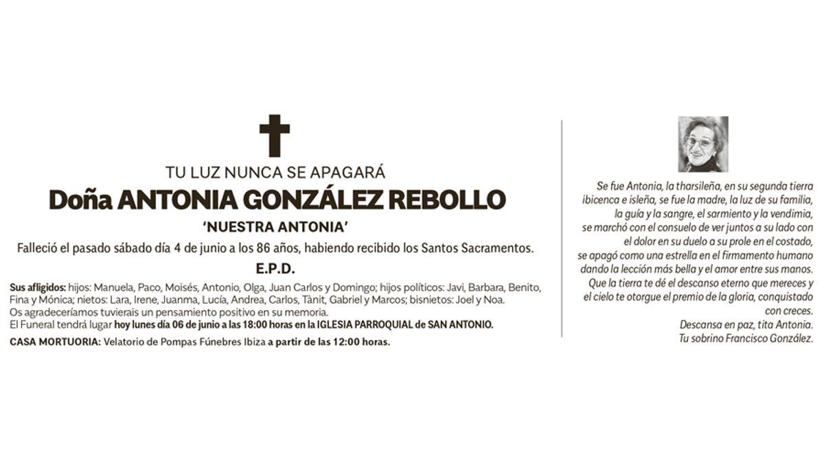 Esquela Antonia González Rebollo