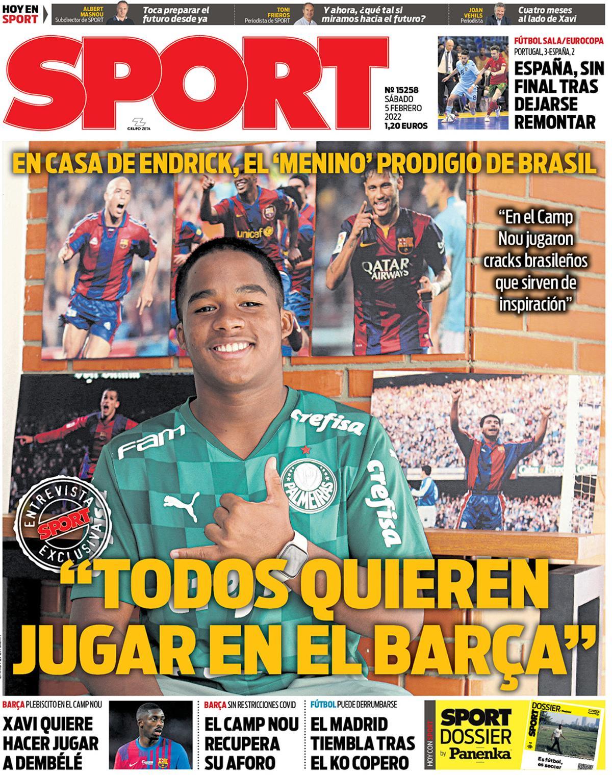 Esta es la portada del SPORT, hoy 5 de febrero - Sport