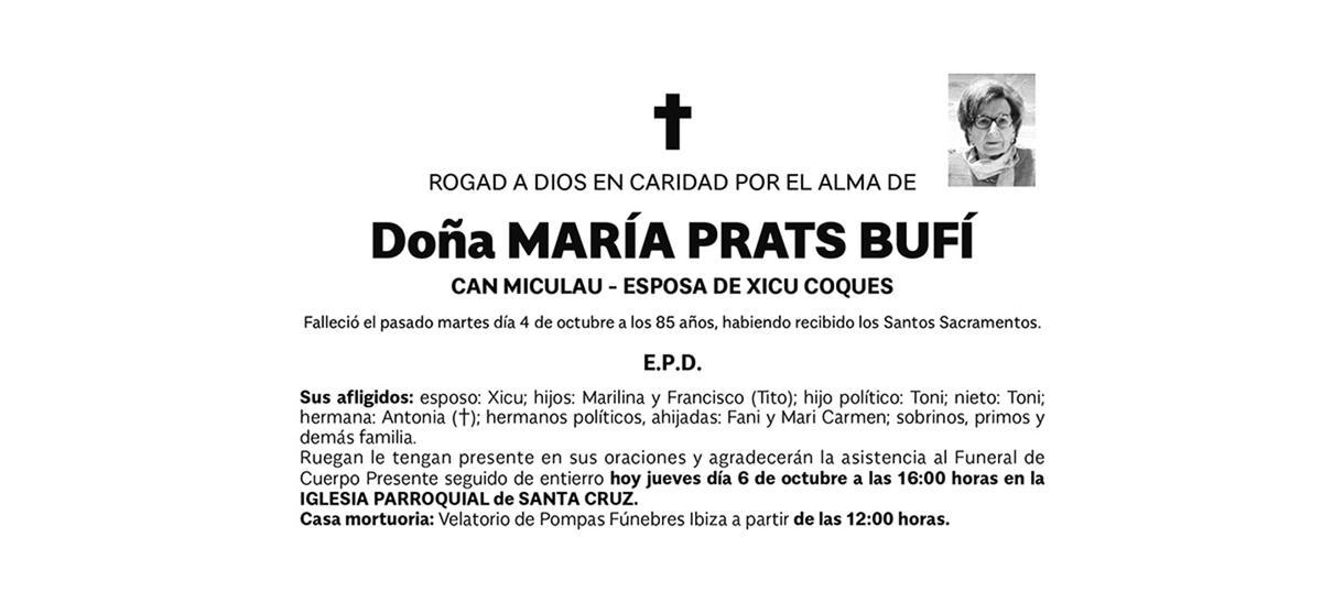 Esquela María Prats Bufí