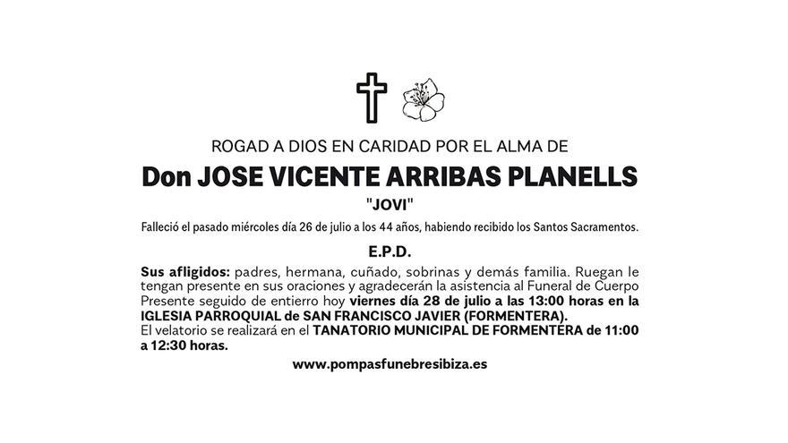 Esquela de don José Vicente Arribas Planells - Diario de Ibiza