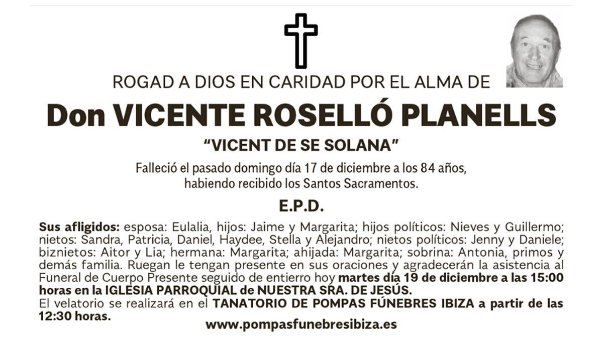 Esquela Vicente Roselló Planells