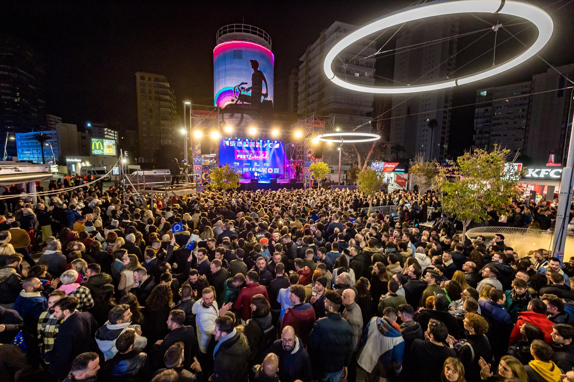 Imágenes de la fiesta Euroclub del Benidorm Fest en el Tecnohito.