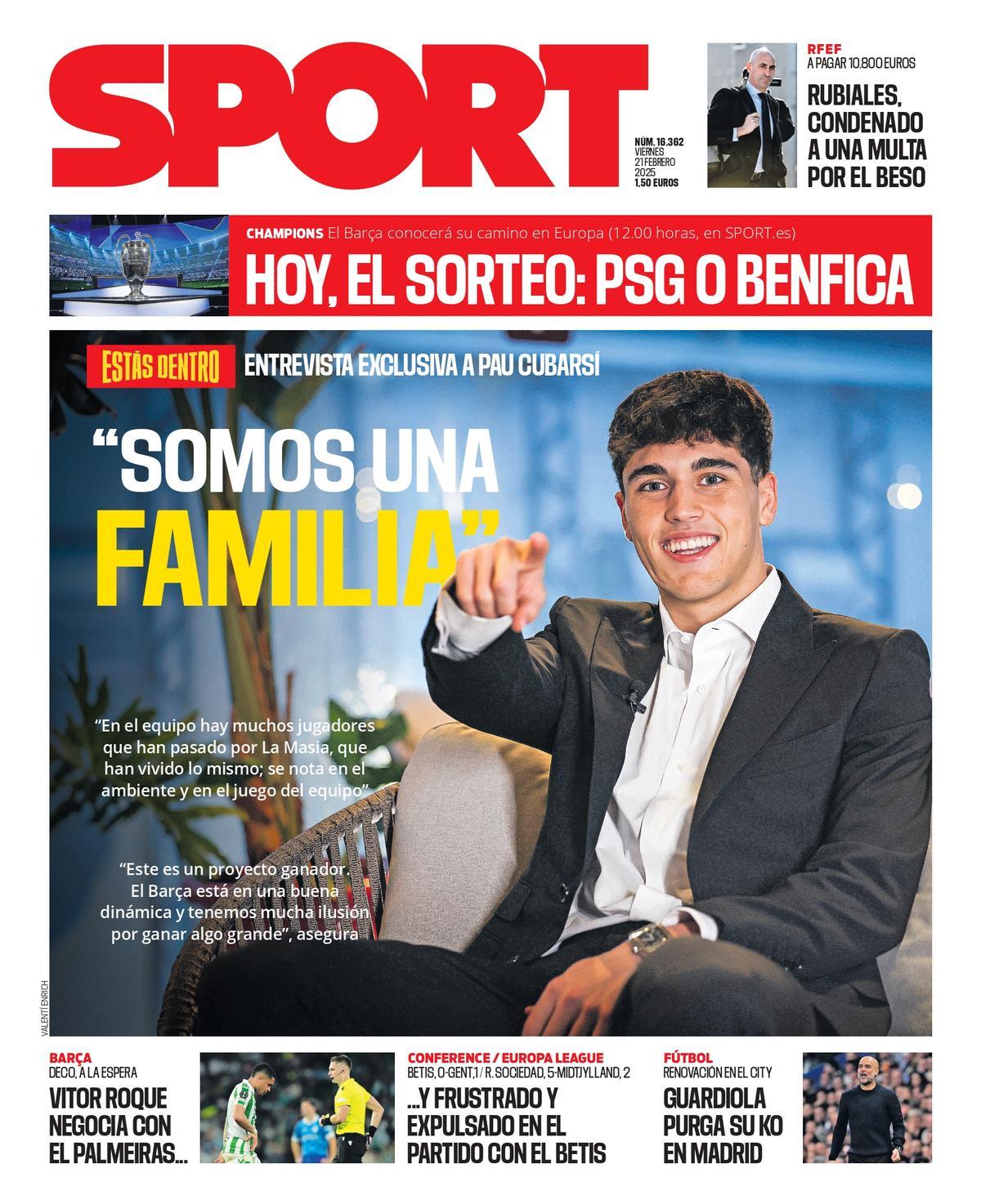 Comunicación | La portada de SPORT de hoy, viernes 21 de febrero de 2025