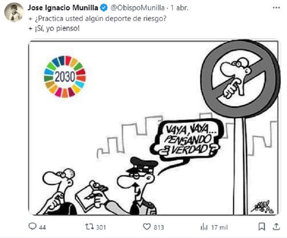 Munilla critica la Agenda 2030 con una viñeta manipulada de Forges