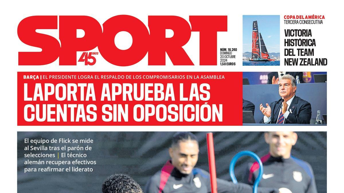 Esta es la portada SPORT de hoy, domingo 20 de octubre de 2024