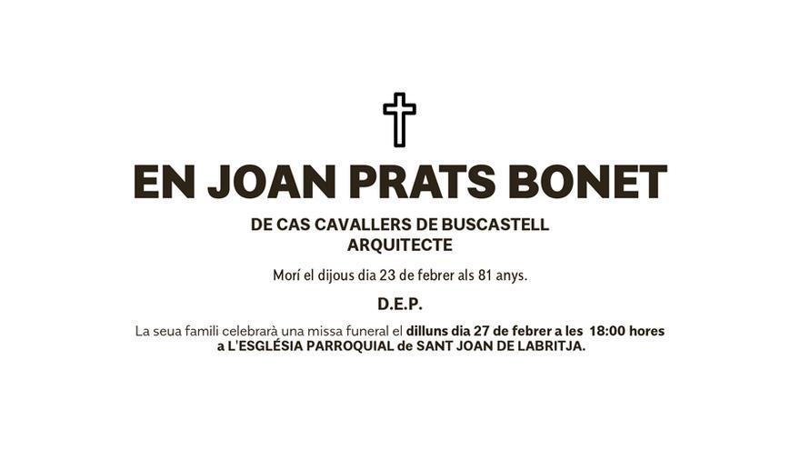 Esquela Joan Prats Bonet - Diario de Ibiza