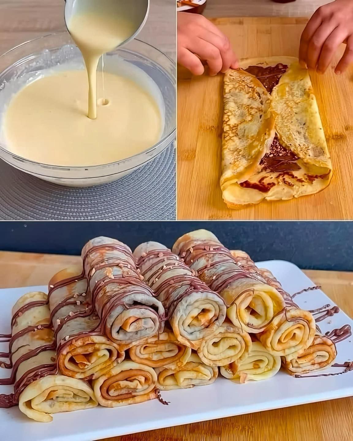 CREPES DE NUTELLA CASEROS | Rollo de crepes con Nutella