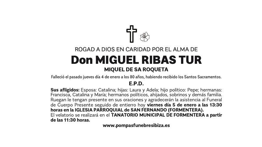 Esquela Miguel Ribas Tur - Diario de Ibiza