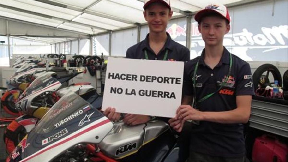 El grito de Makar y Mykyta en el Mundial de motociclismo