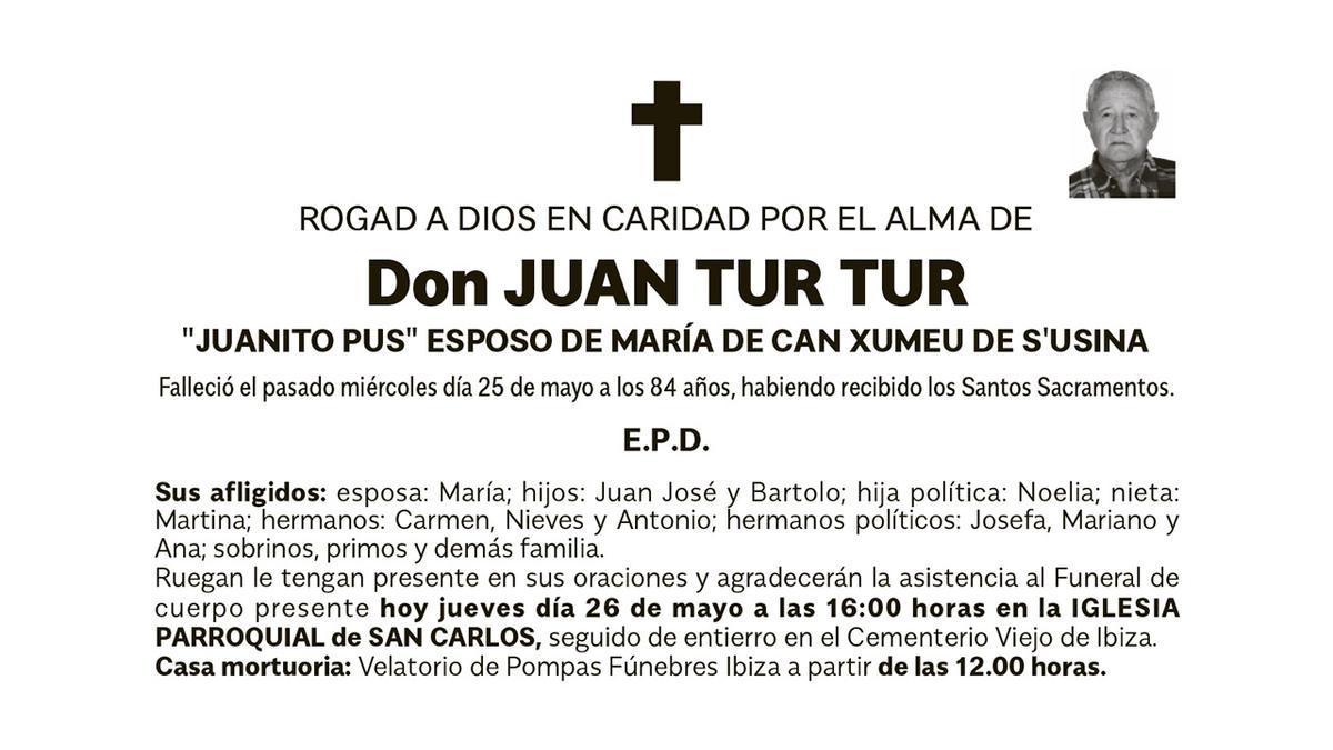 Esquela Juan Tur Tur - Diario de Ibiza