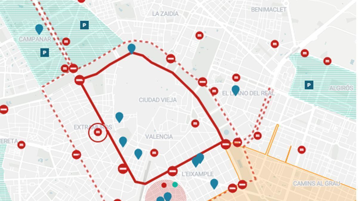 Mapa Fallas Valencia: Calles cortadas, líneas de bus, dónde están las ...