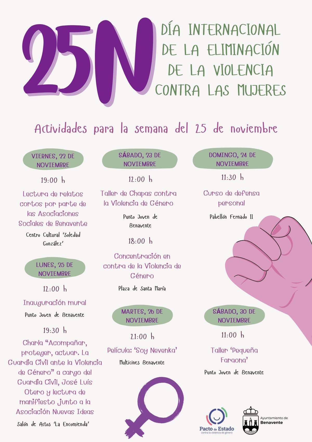 25N EN BENAVENTE: Este es el programa del 25N en Benavente