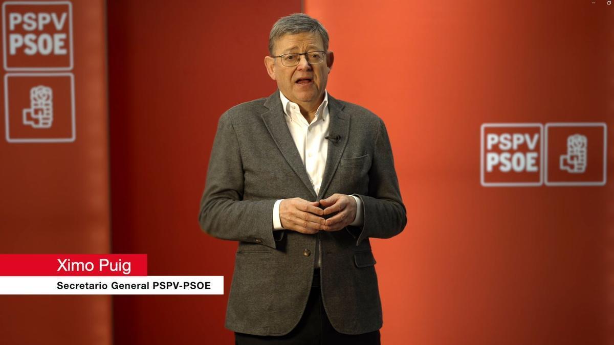 El secretario general del PSPV-PSOE, Ximo Puig, apela a “la esperanza ...