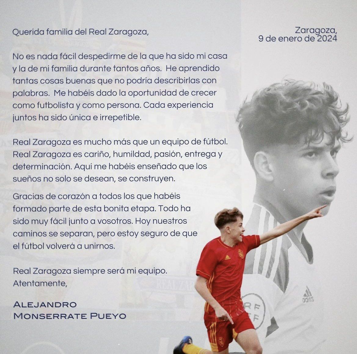 El Real Zaragoza traspasa a Jano Monserrate al Atlético de Madrid